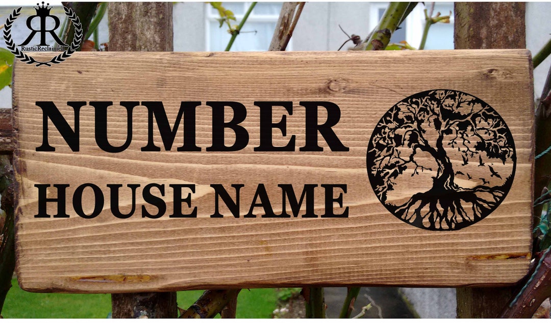 Personalised Tree of Life Signs Wooden House Name Plaque Door - Etsy