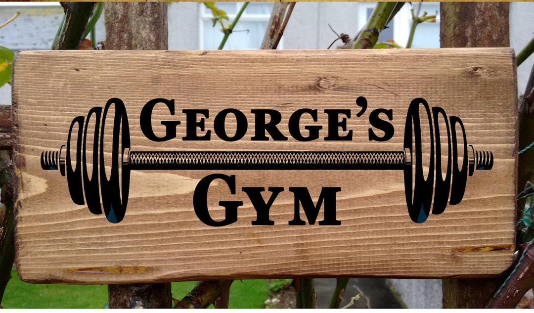 PERSONALISED Gym Name Door Sign Fitness Workout Training Plaque Wood ...