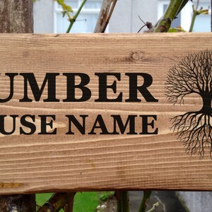 Personalised Tree of Life Door Sign Wooden House Name Plaque, Solid ...