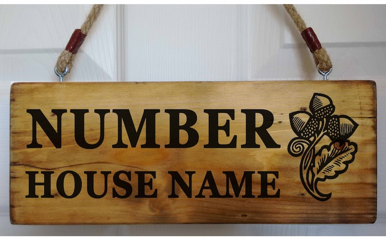 Personalised Acorn Signs House Name Plaque Solid Wood Porch ...