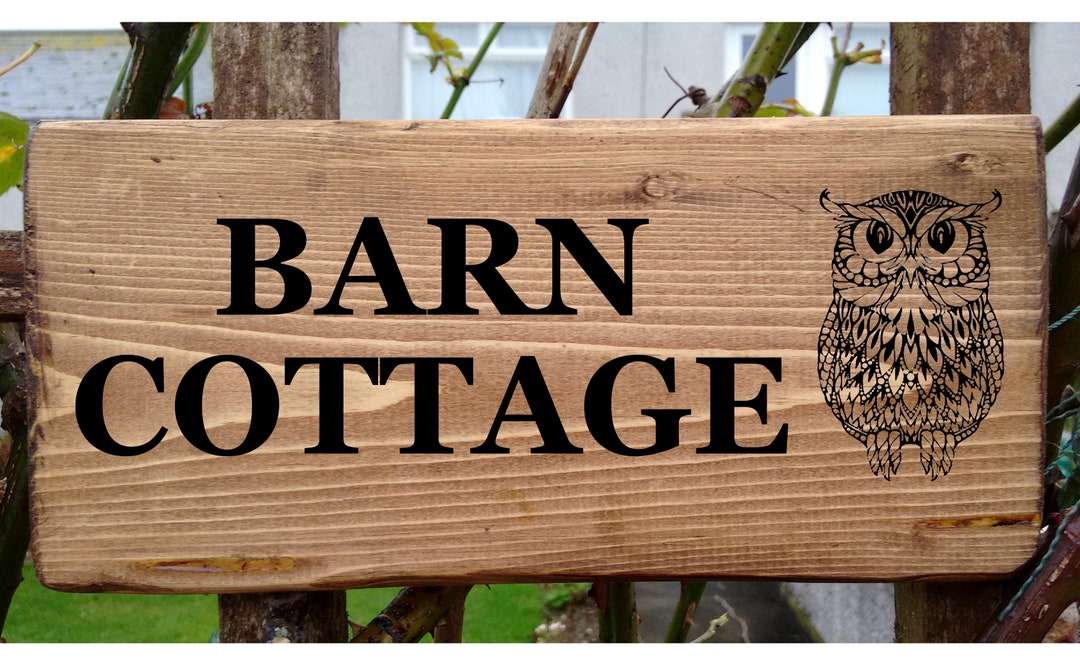 Owl Door Sign Name Personization Plaque Plate Wooden Bungalow Porch ...