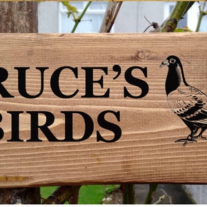 Personalised Pigeon Dovecote Loft Aviary Cage or House Signs House Name ...