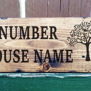 Personalised Tree Signs Wooden House Name Plaque Door Signs Solid Wood ...