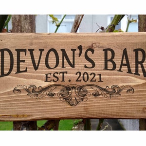 Personalised Home Bar Hanging Pub Sign Name Plaque for Garden Bars ...