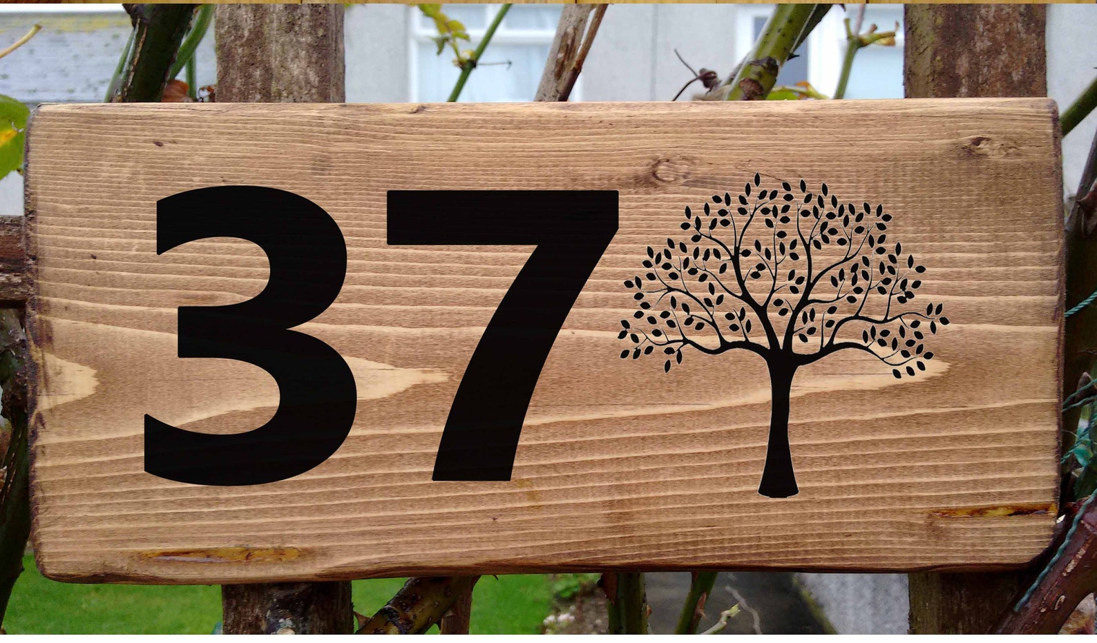 Personalised Tree Signs Wooden House Name Plaque Door Signs | Etsy