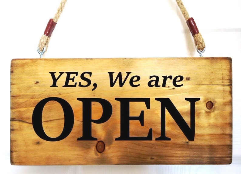Open Closed Shop Sign, Reversible Business Sign, Wooden Shop Door ...