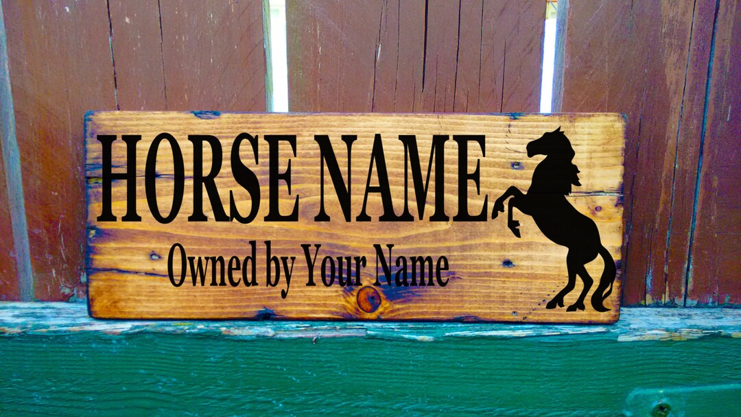 Personalised Horse Pony Stable Door Sign Name Plate Plaque Box Rustic ...