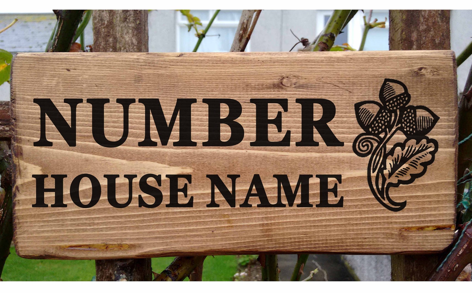 Personalised Acorn Signs House Name Plaque Solid Wood Porch ...