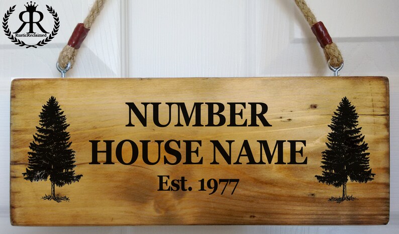 Personalised House Name Plaque Signs Solid Log Cabin Wood | Etsy
