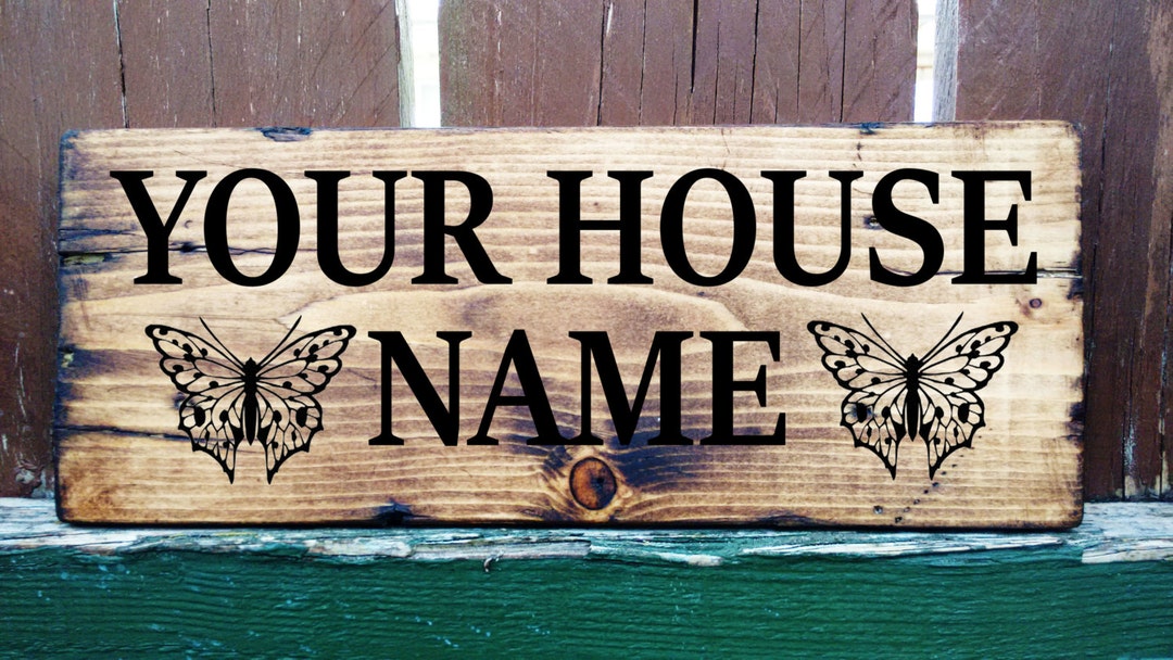 Personalised Wooden Butterfly House Name Door Plaque Signs - Etsy UK