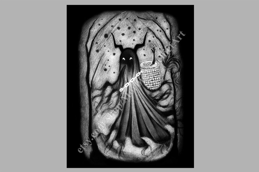 Krampus Ghost, Creepy Cute, Art Print, Gothmas, Inverted Variation - Etsy