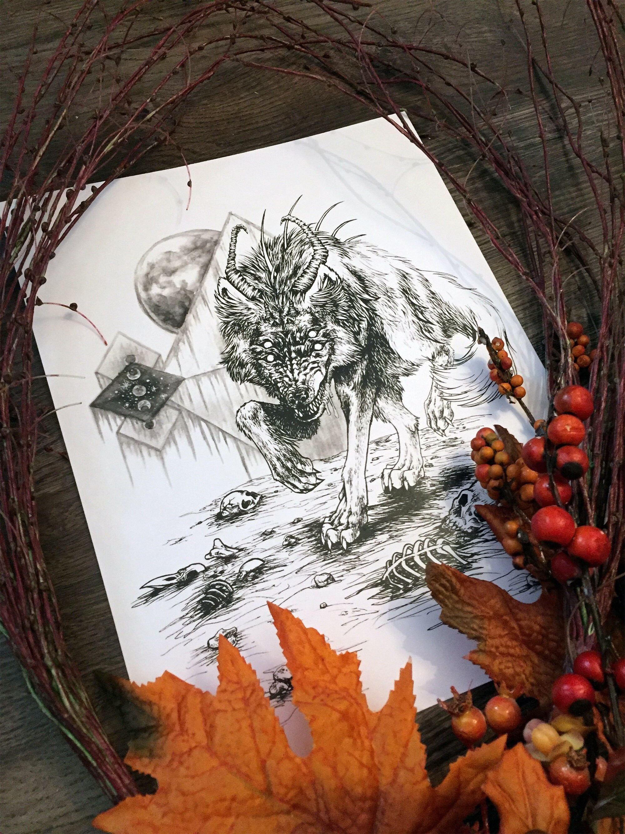 Demon Dog Art Werewolf Print Hunger Lowbrow Dark Hunter - Etsy