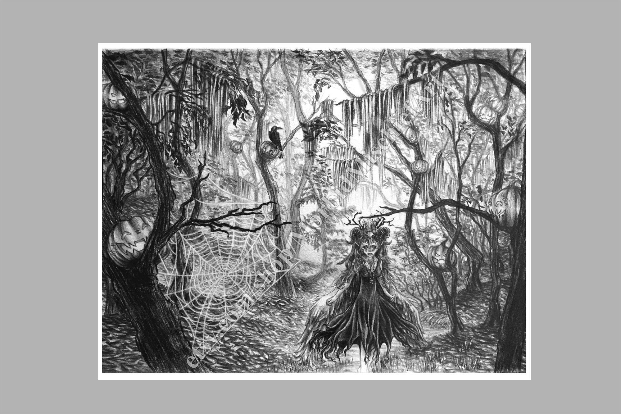 Forest Witch Art Fantasy Illustration Print the Fall Witch - Etsy