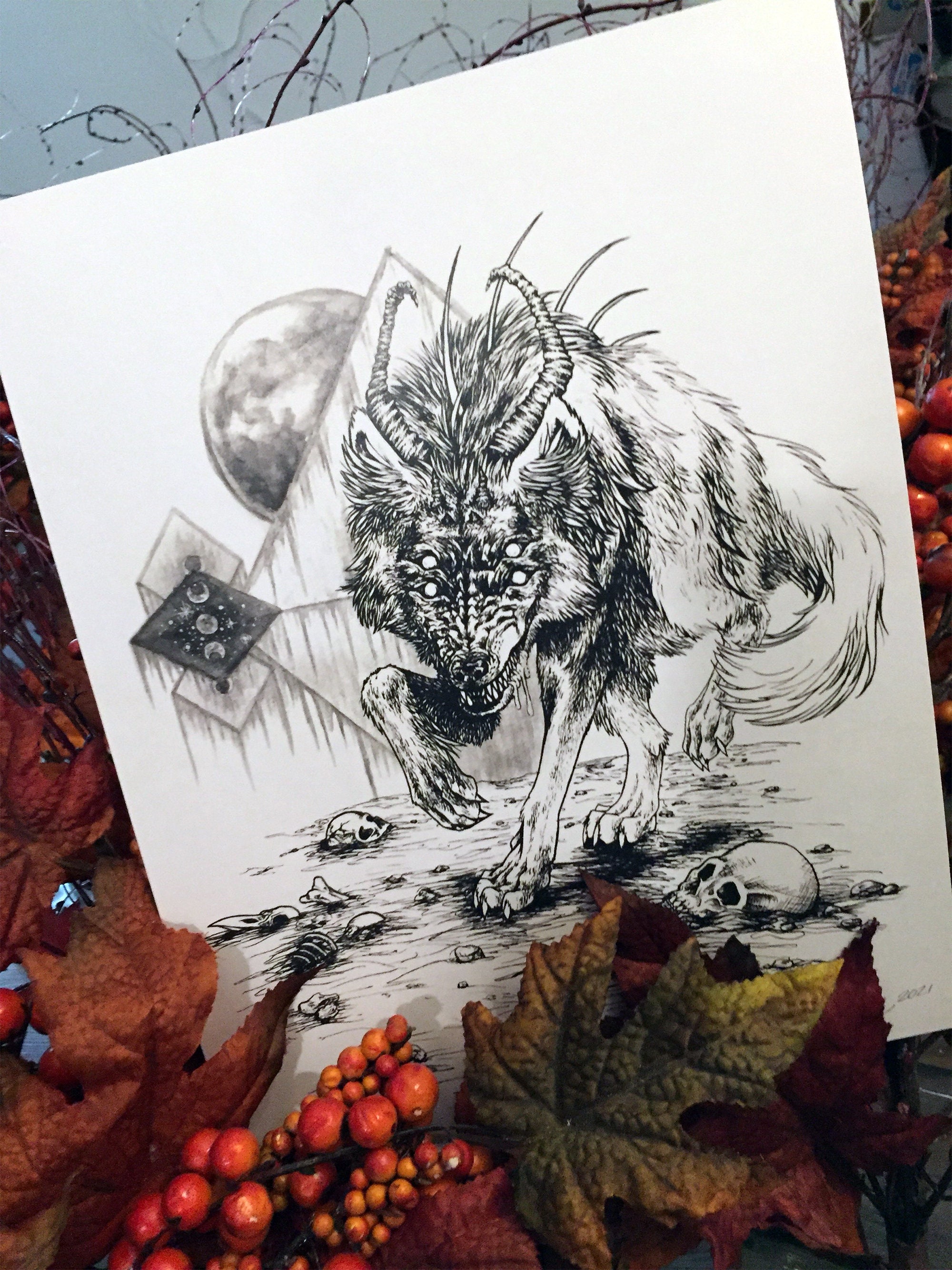 Demon Dog Art Werewolf Print Hunger Lowbrow Dark Hunter - Etsy