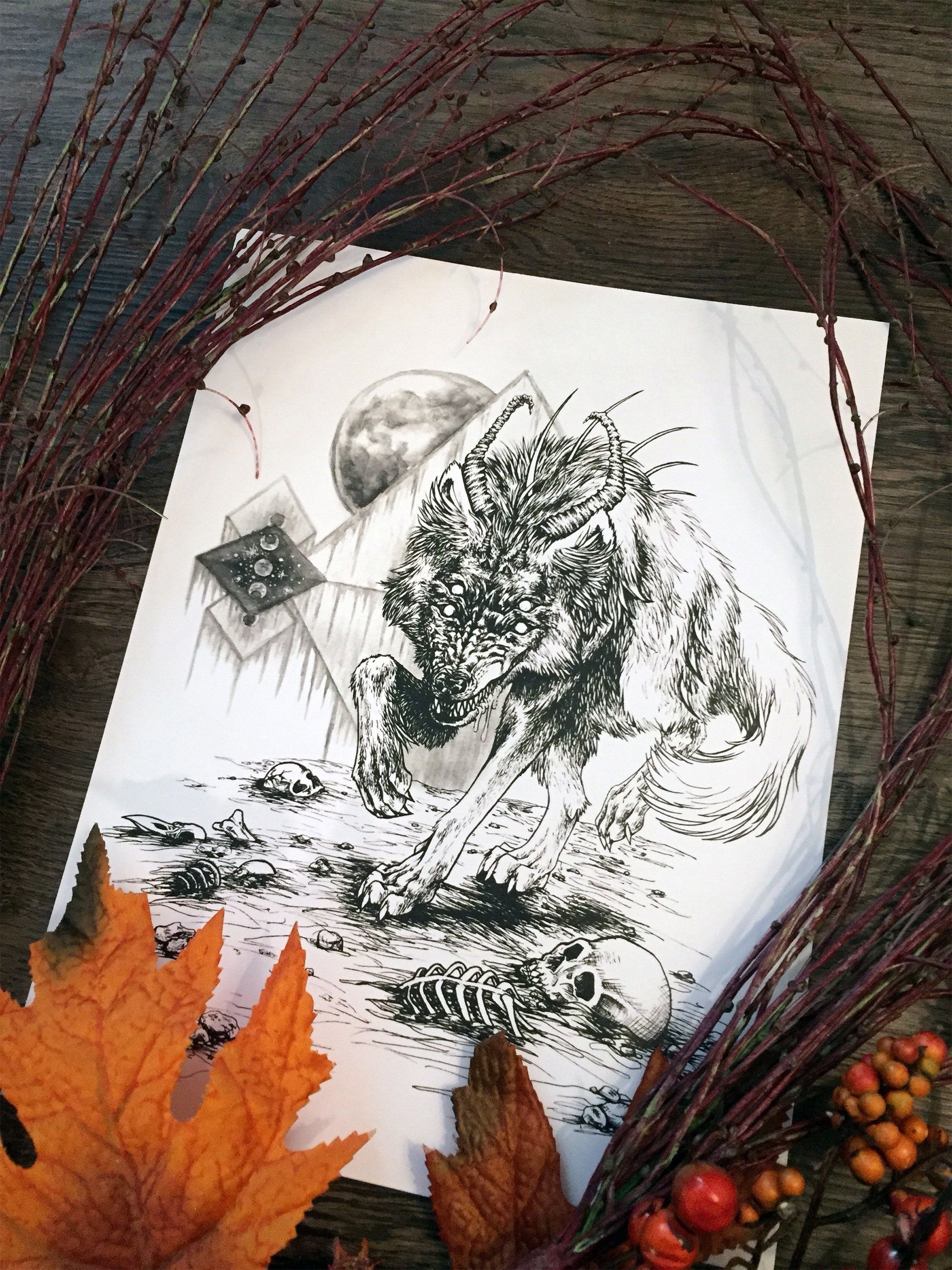 Demon Dog Art Werewolf Print Hunger Lowbrow Dark Hunter - Etsy