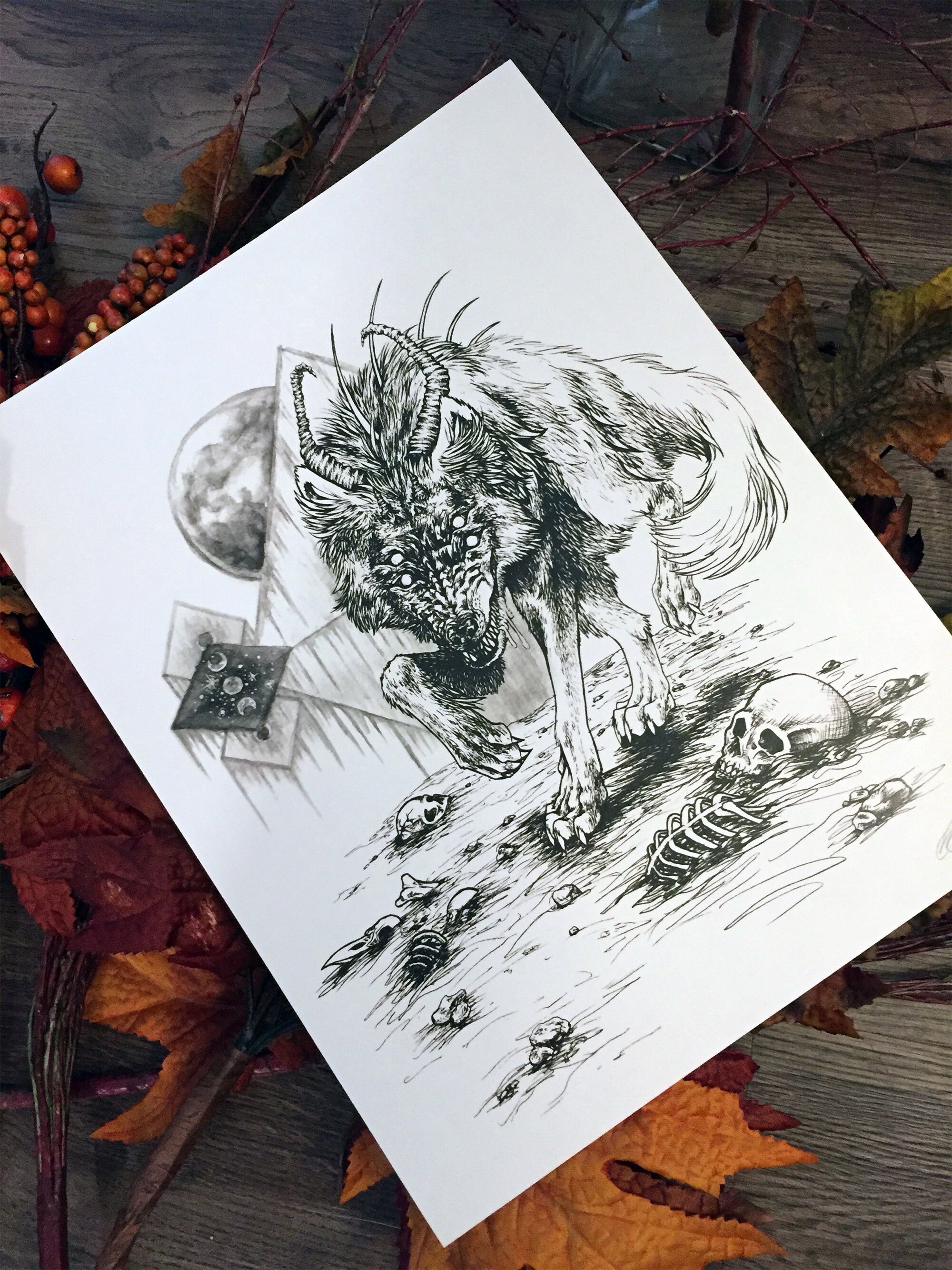 Demon Dog Art Werewolf Print Hunger Lowbrow Dark Hunter - Etsy