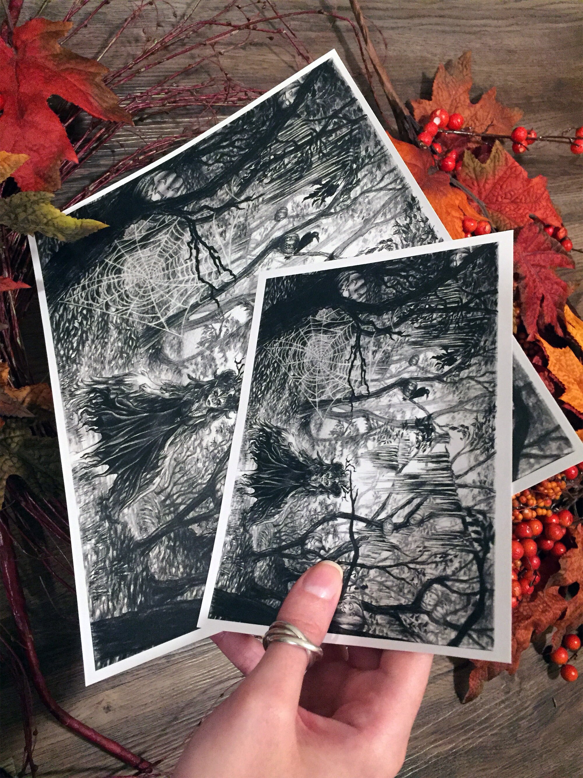 Forest Witch Art Fantasy Illustration Print the Fall Witch - Etsy