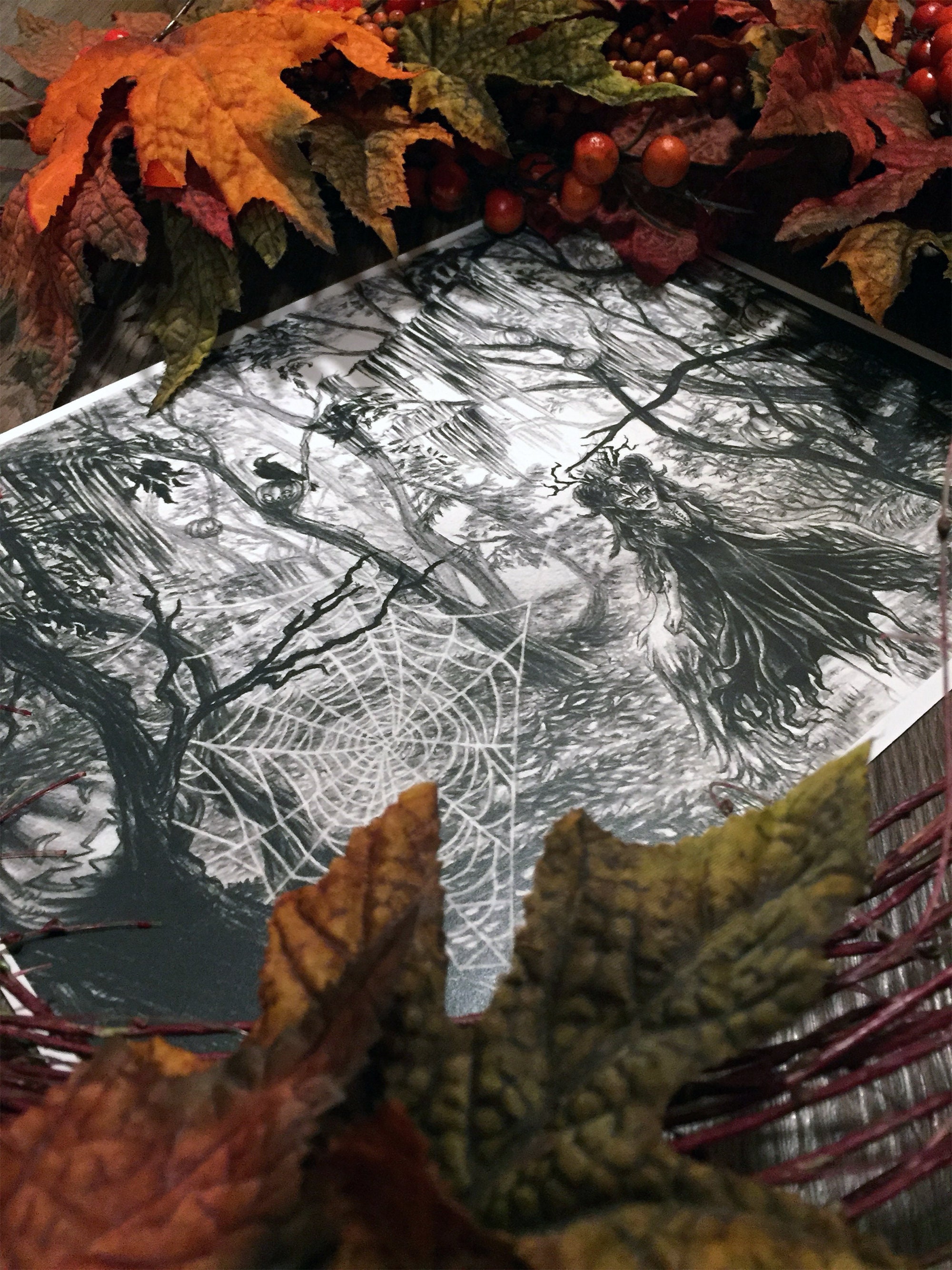 Forest Witch Art Fantasy Illustration Print the Fall Witch - Etsy