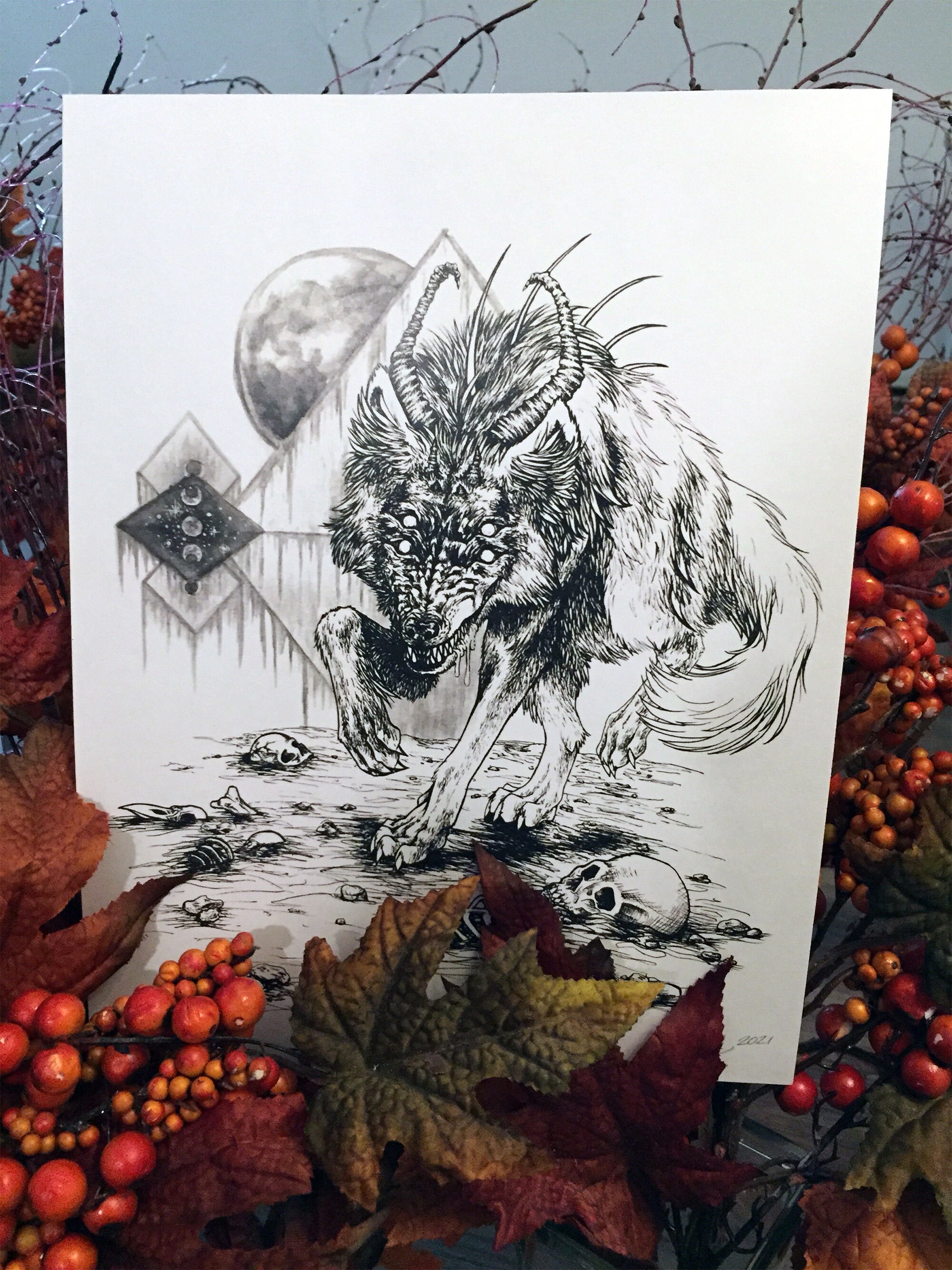 Demon Dog Art Werewolf Print Hunger Lowbrow Dark Hunter - Etsy