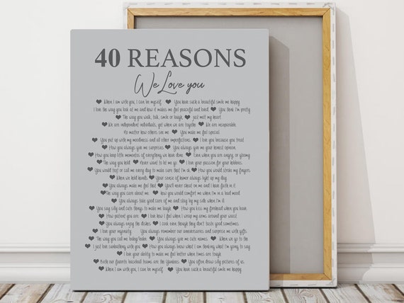 40 Reasons We Love You 40 Birthday Present 40th Birthday | Etsy