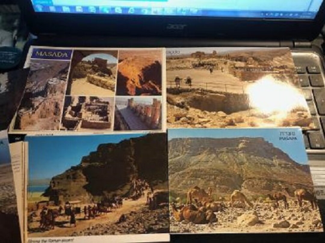 Masada Israel Postcards and Souvenir Color Photograms in Post Cards ...