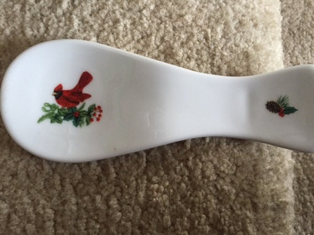 Royal Norfolk Cardinal Holly Spoon Rest Like New Holiday Pinecone ...