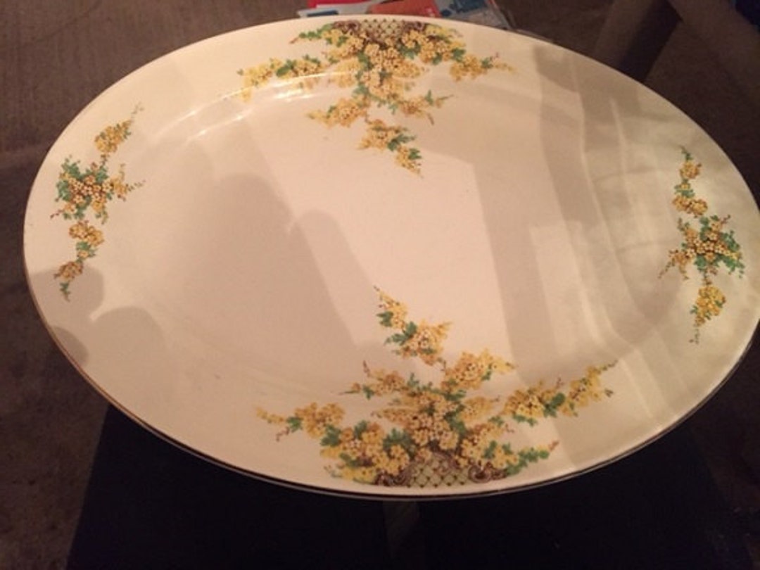 Edwin Knowles Vintage Hostess SHAPE 11.5 Serving Platter White Yellow ...