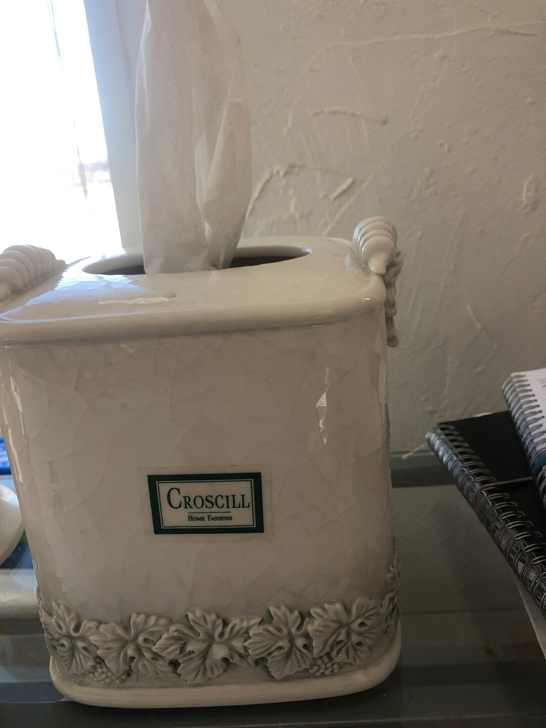 Croscill Ceramic White Tissue Container - Etsy