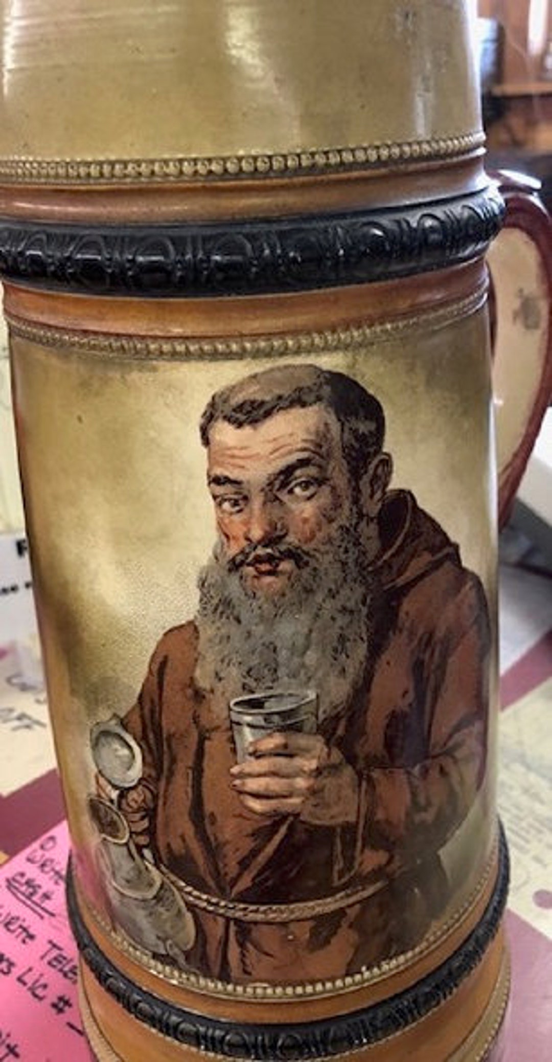 German Stein Vintage With Monk Large - Etsy