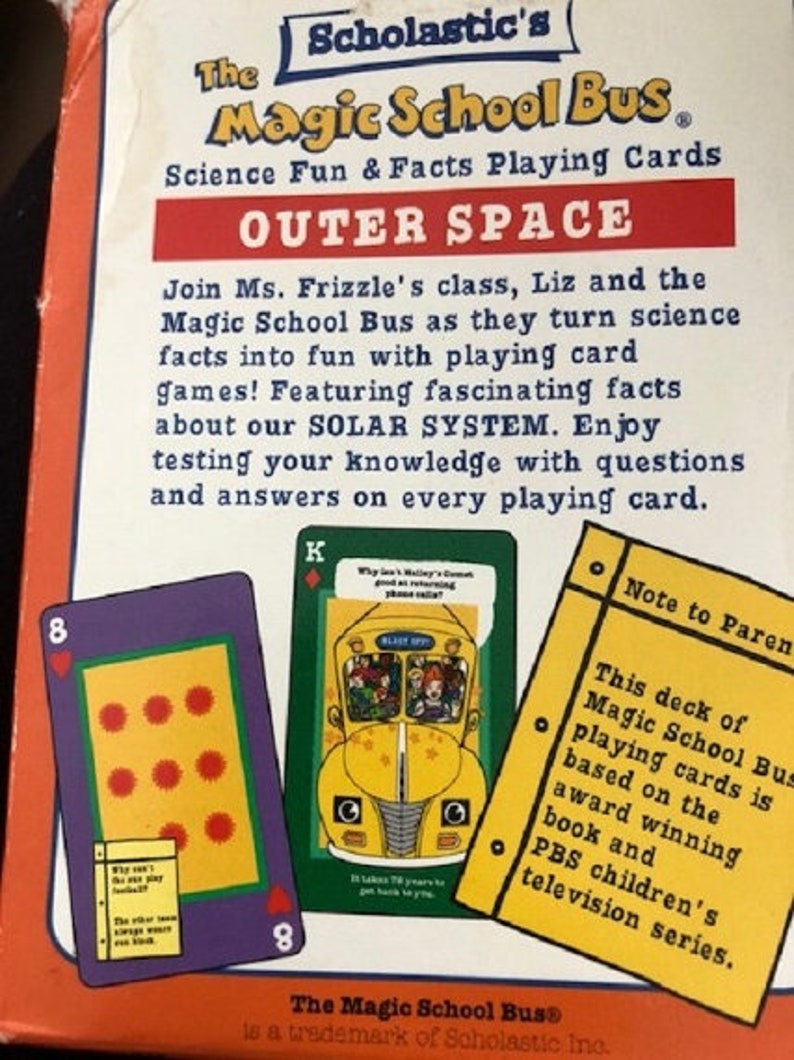 Magic School Bus Playing Cards Outer Space Science Facts 1996 - Etsy