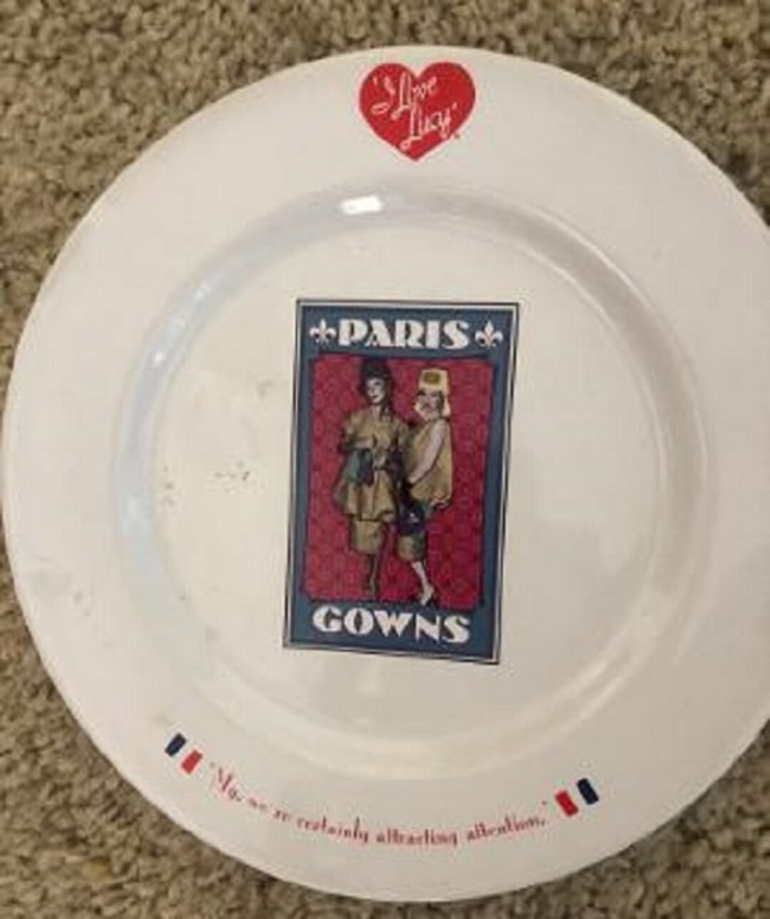 I Love Lucy 8" Plate Paris Gowns Illustration With Quote on Bottom of ...