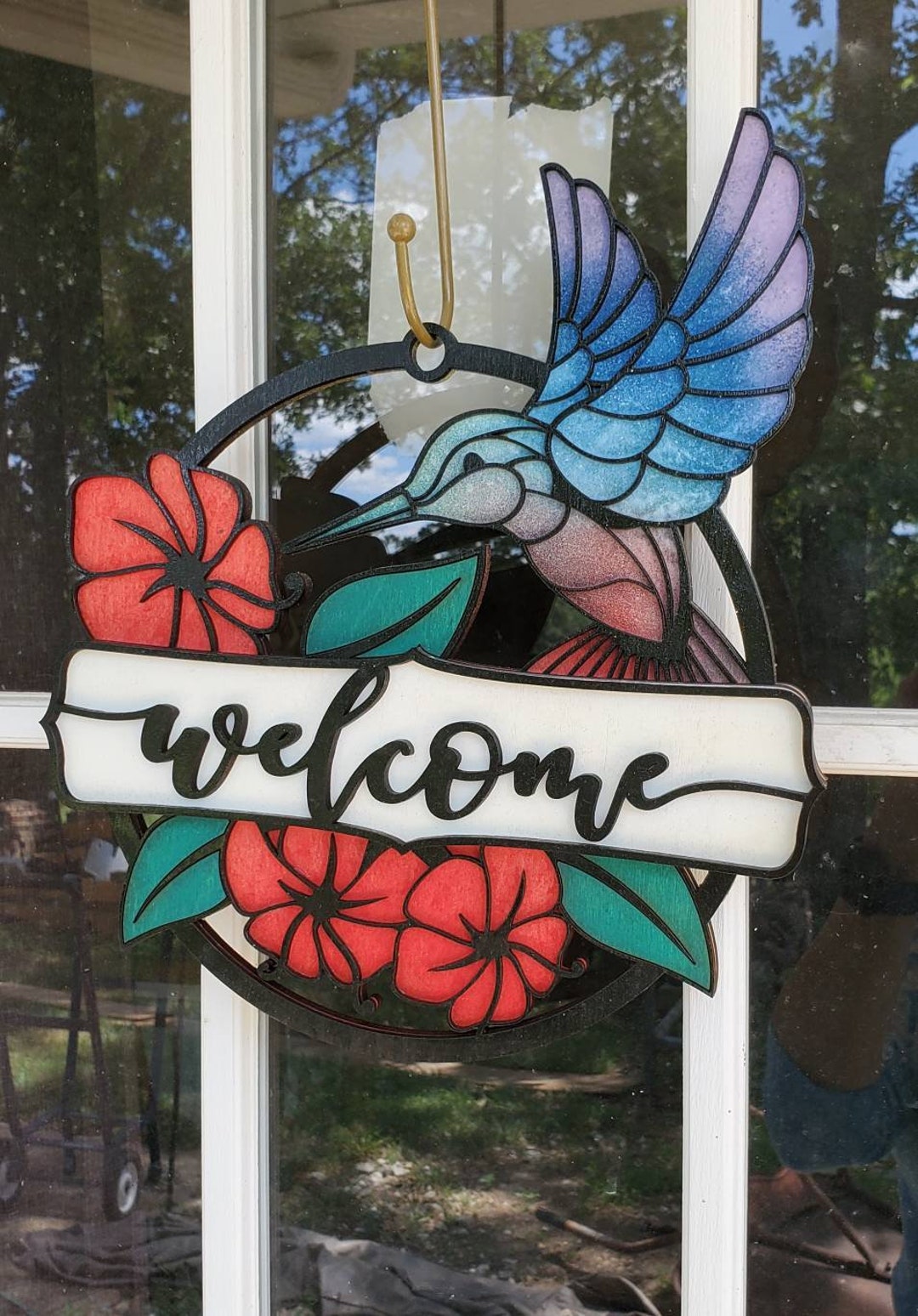 Laser Cut & Hand Painted Multi-layered Welcome Door Sign: - Etsy