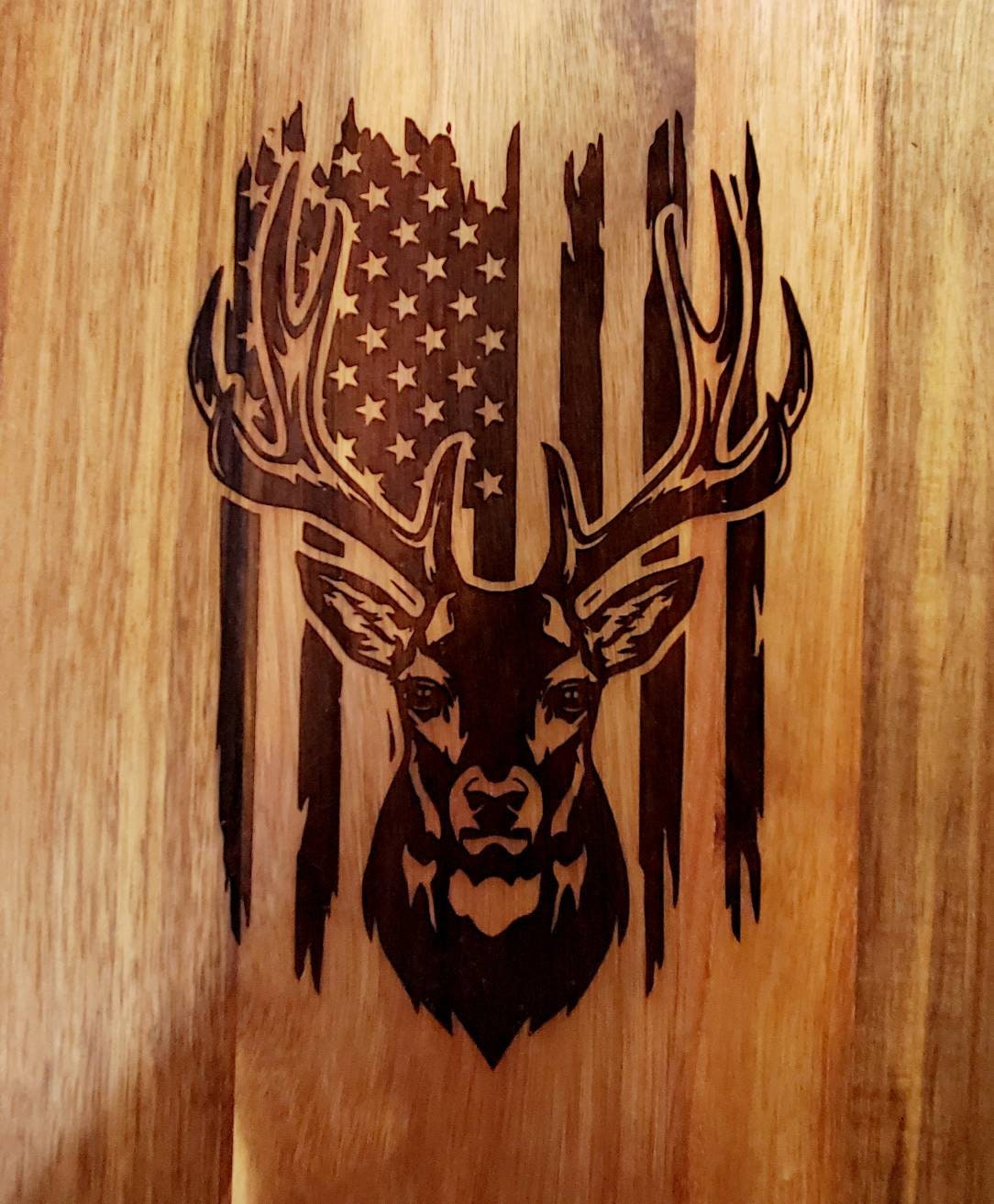 Laser Engraved Acacia Cutting Board Featuring a Nice Buck and ...
