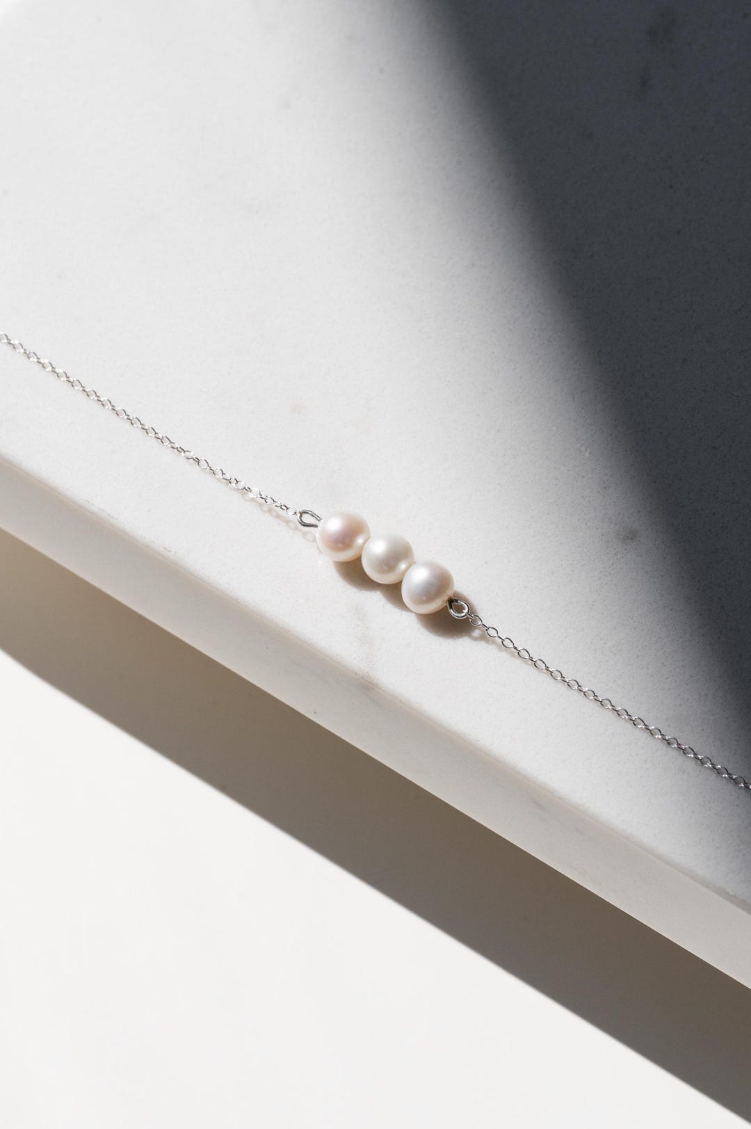 Three Pearl Necklace - Sterling Silver - Etsy