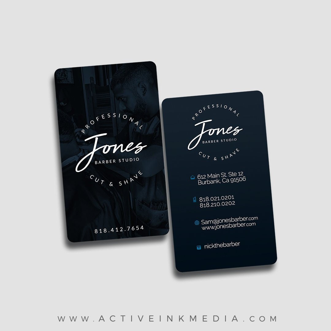 Barber Business Card - Barbershop - Barber Round Cut Cards ...