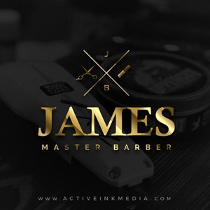 Barber Logo - Premade Barber Gold or Silver Logo Design - Rose Gold ...