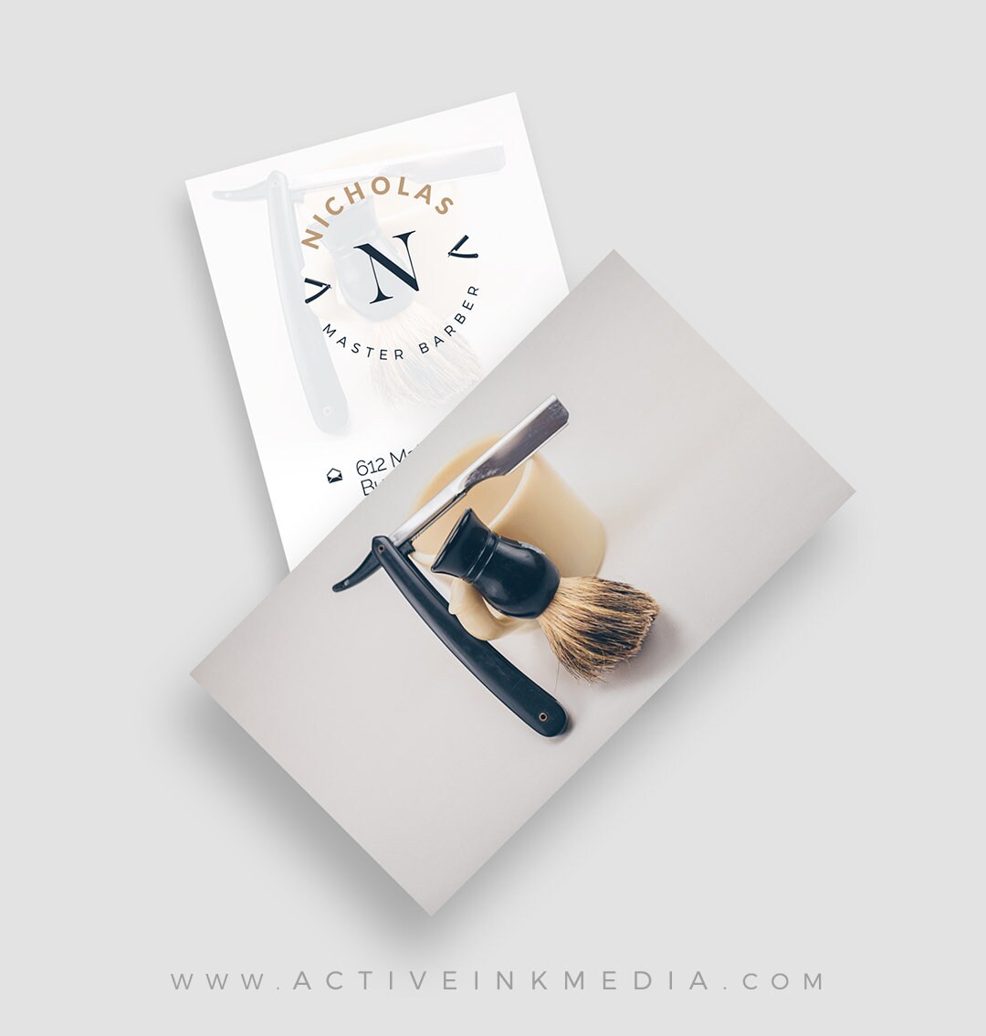 Barber Business Card - Shave - Razor - Hot Towel Shave - Traditional ...