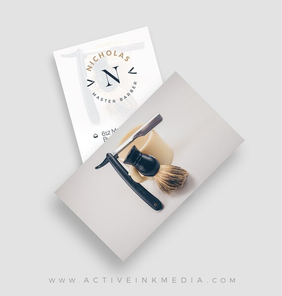 Barber Business Card Shave Razor Hot Towel Shave | Etsy