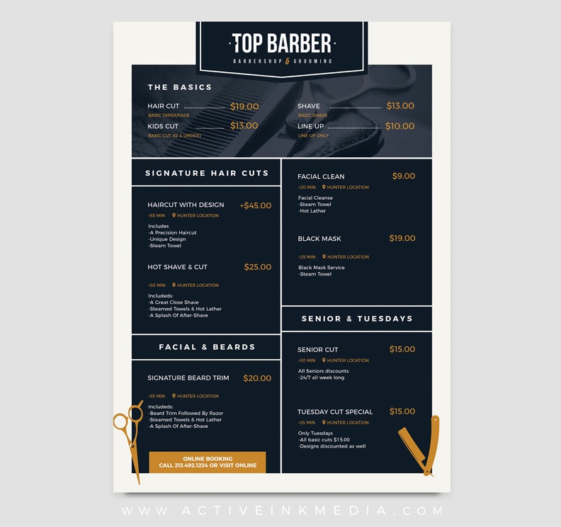 Barber Shop Price List Design Barber Flyer Poster Salon - Etsy Canada