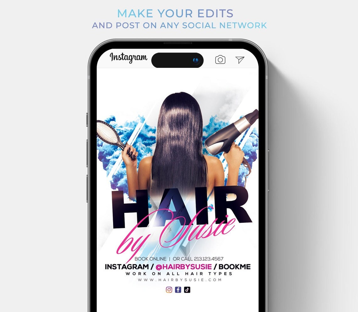 Hair Extensions Flyer Design Hair Stylist DIY Hair - Etsy