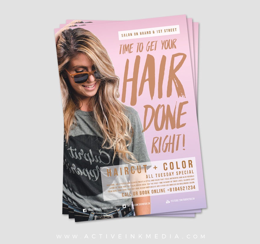 Hair Stylist Flyer Design Hair Salon Hair Extensions | Etsy