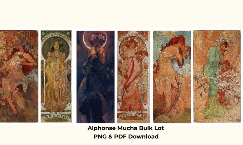 Alphonse Mucha Classics Printable Mosaic Pattern Templates PDF ...
