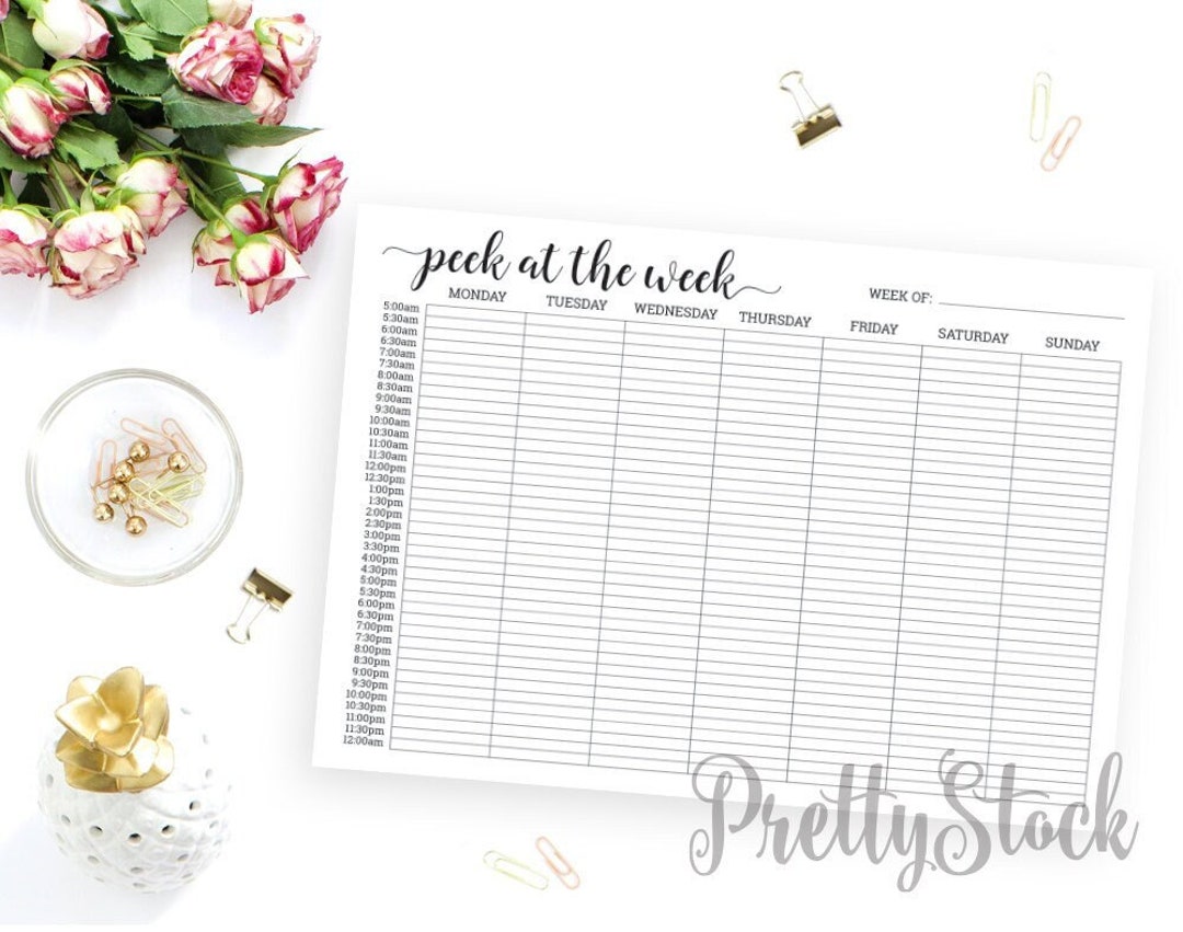 Printable Peek at the Week Planner: Organize Your Week Efficiently ...