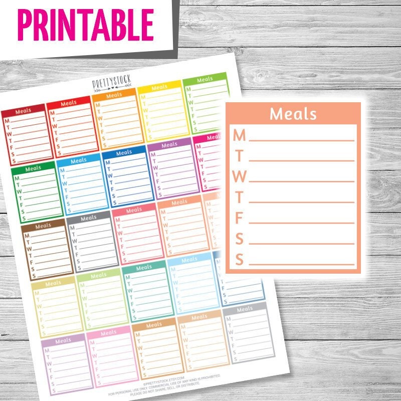 Meal Stickers Printable Stickers Planner Stickers Lunch | Etsy