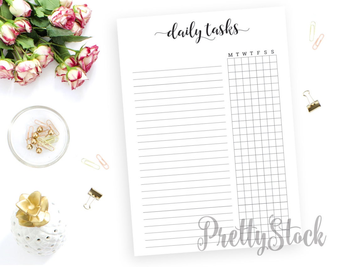 Daily Tasks at a Glance: Printable Daily Tasks Planner Insert Instant ...