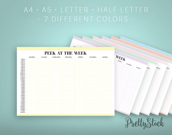 Peek at the Week Planner Printable Planner Planner Inserts | Etsy