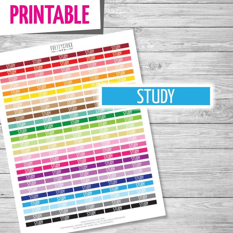 Study Stickers Printable Stickers Planner Stickers School | Etsy