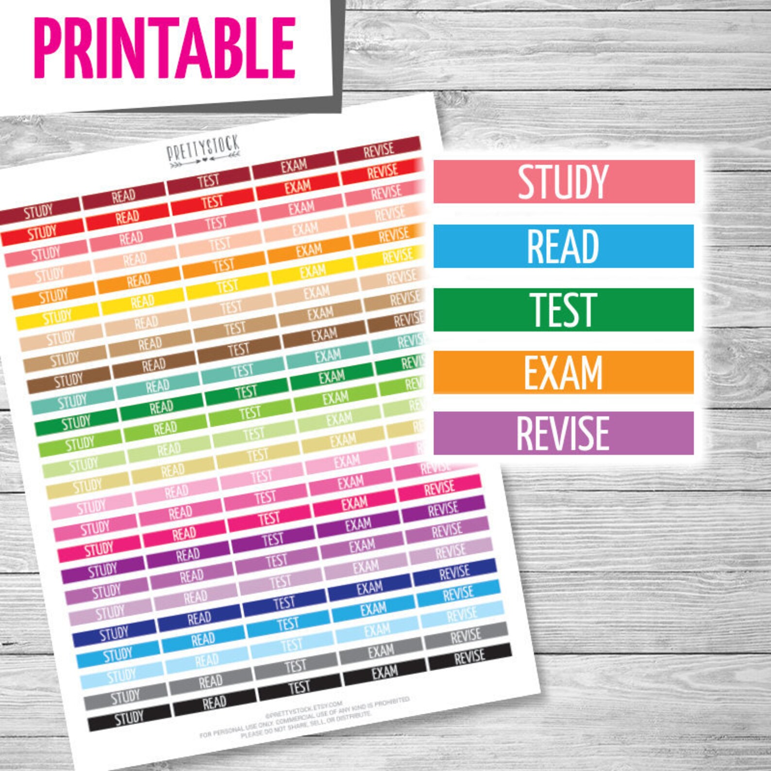 Study Stickers Printable Stickers Planner Printable Planner | Etsy