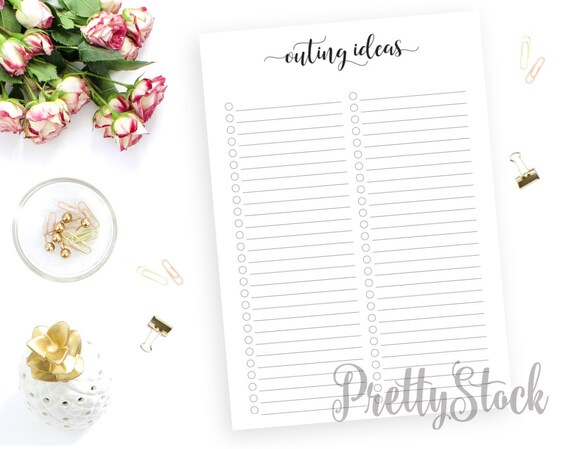 Outing Ideas Printable Outing Ideas Planner Insert Outing | Etsy