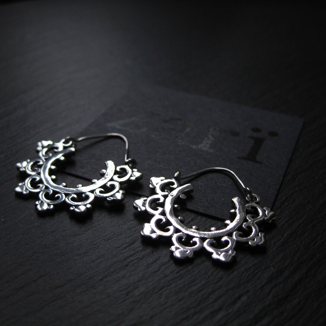 IMPERFECT . Small Mandala Hoop Earrings . Silver Plated . Boho Chic ...